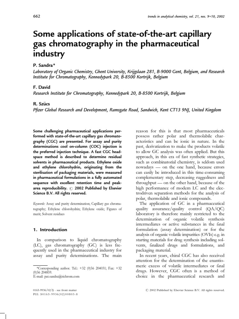 Some Applications of State-Of-The-Art Capillary Gas Chromatography in ...