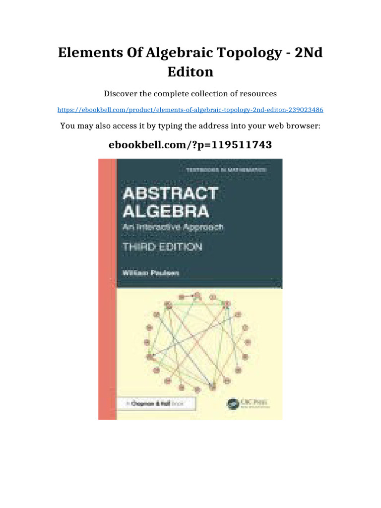 Elements of Algebraic Topology - 2nd Editon Newest Edition 2025 | PDF ...