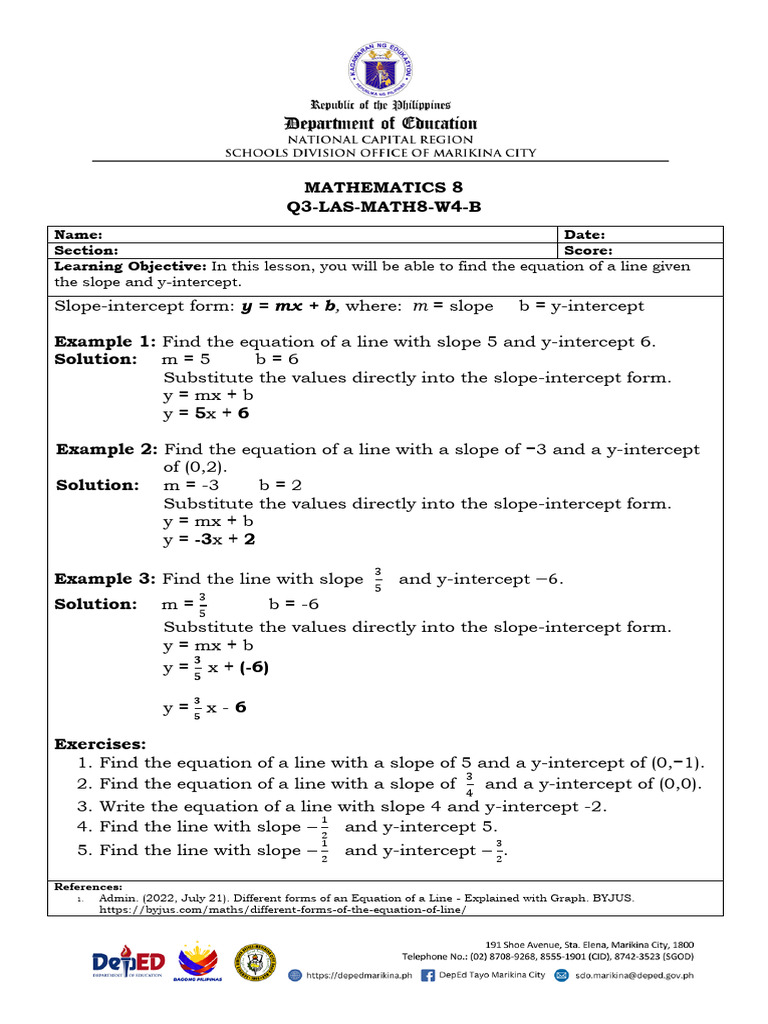 q3 Las Mathematics8 w4 B | PDF
