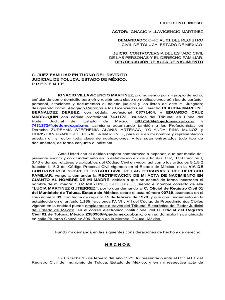 Rectif Acta de Nacim | PDF | Gobierno | Justicia