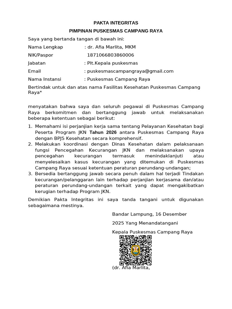 Campang Raya Surat Pernyataan - Signed | PDF