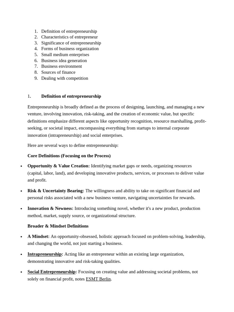Notes On Entrepreneurship | PDF | Entrepreneurship | Limited Liability ...