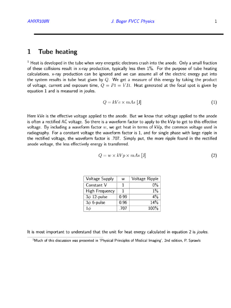 X-ray Tube Heating_ Heat Unit Calculations & Formulas | PDF