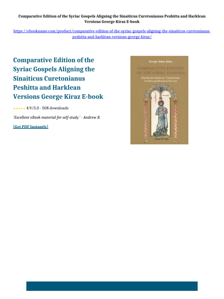Comparative Edition of The Syriac Gospels Aligning The Sinaiticus ...