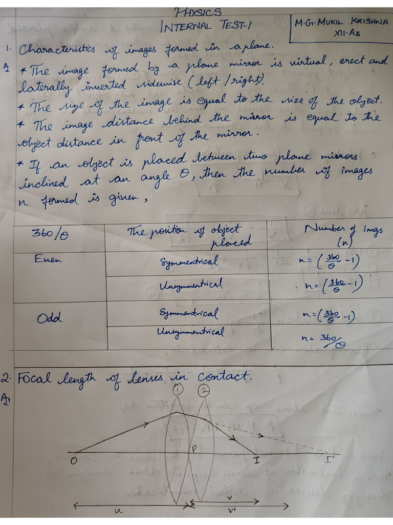 Physics Internal Test-1 | PDF