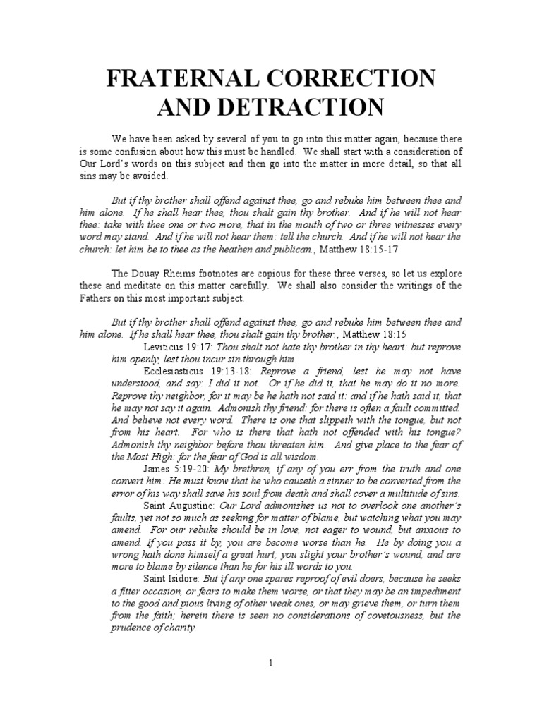 Fraternal Correction and Detraction | PDF | Lie | Ten Commandments