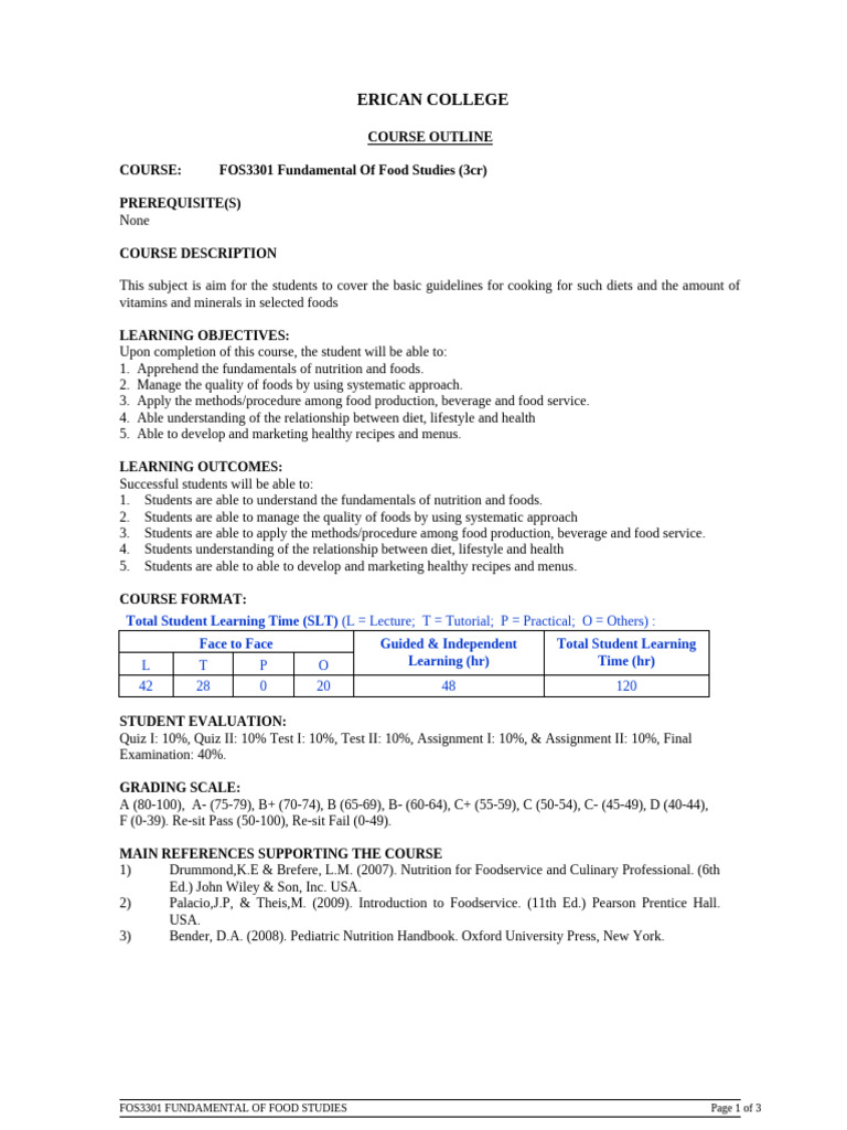 FOS3301 Fundamental of Food Studies | PDF | Nutrition | Diet & Nutrition