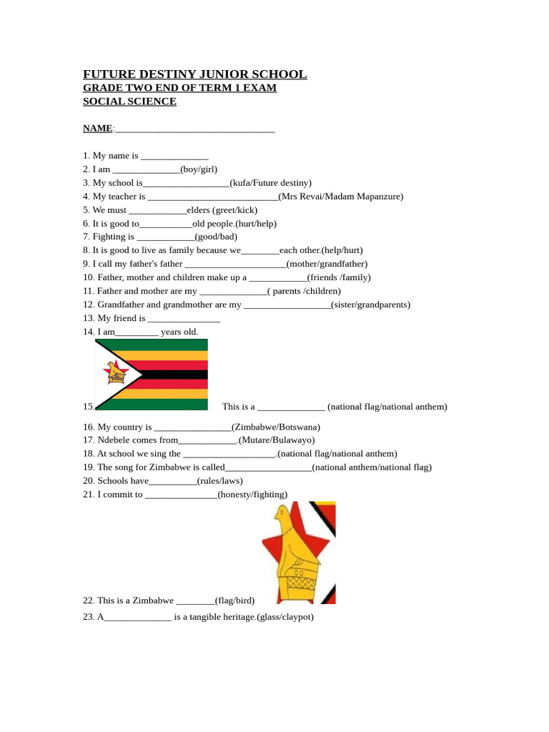 Grade 2 Social Science Future Destiny Junior School | PDF | Chess ...