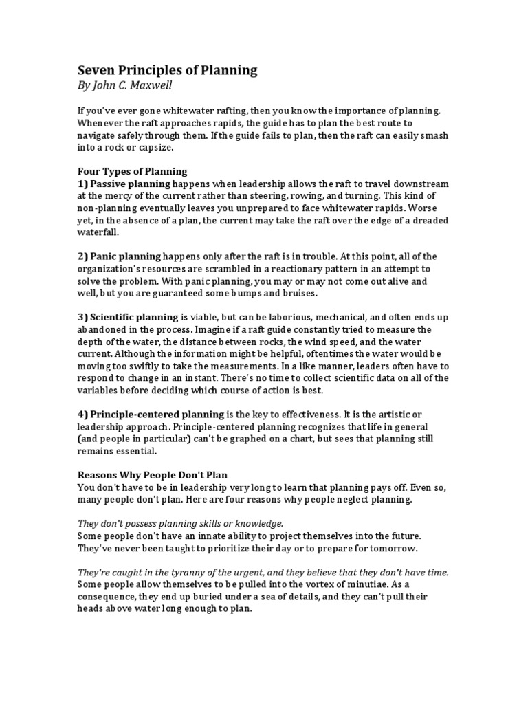 Seven Principles of Effective Planning | PDF | Creativity | Leadership