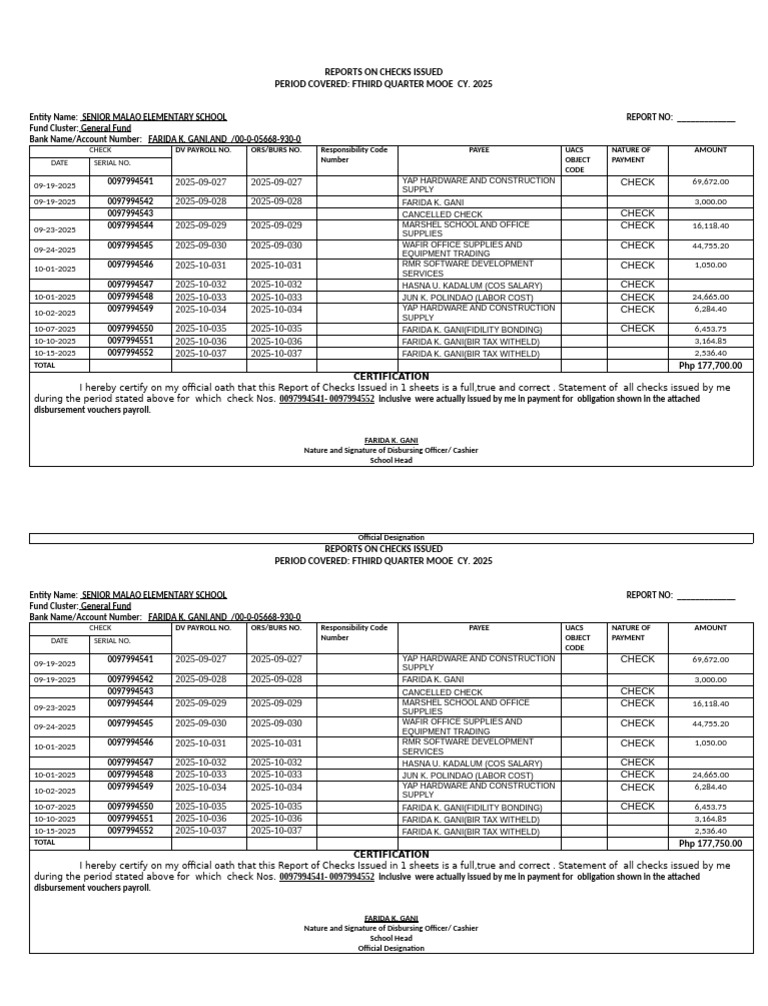Reports on Checks Issued | PDF | Payments | Business
