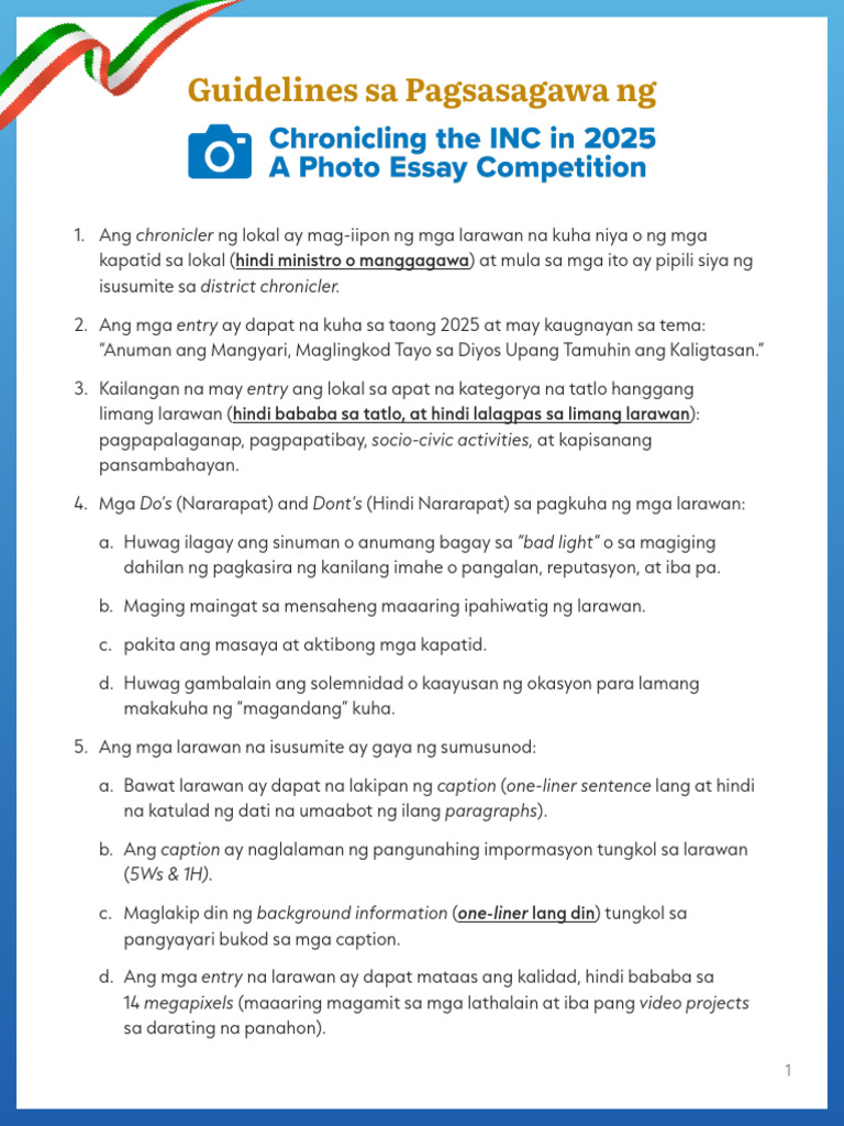 2025 12 17 Guidelines Sa Pagsasagawa NG Photo Essay Competition | PDF