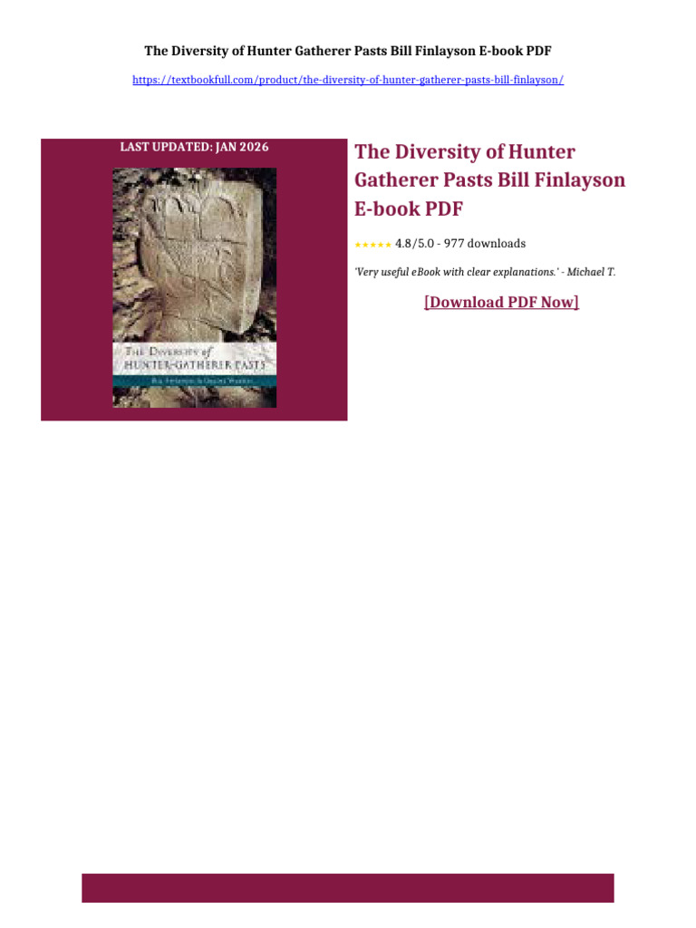 The Diversity of Hunter Gatherer Pasts Bill Finlayson Ebook Full ...