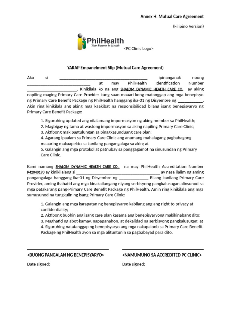 Yakap Empanelment Slip Filipino Version BAUAN | PDF