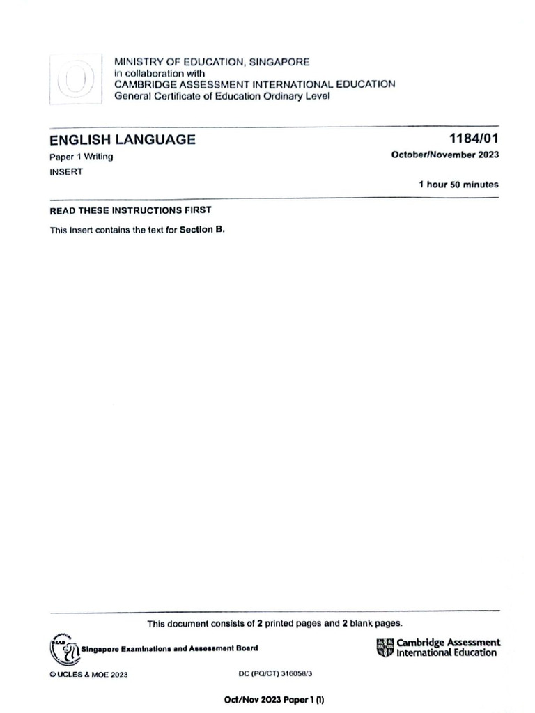 O Levels English 2023 | PDF