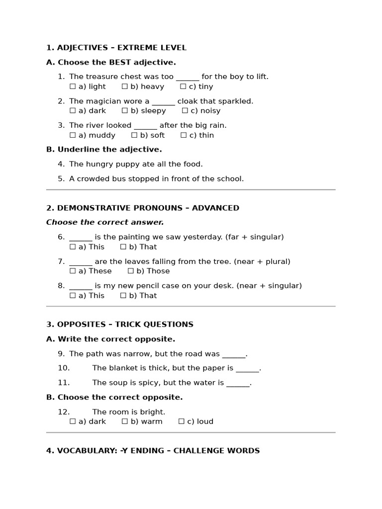 ? Year 1 English Practice Worksheet 1 5 | PDF
