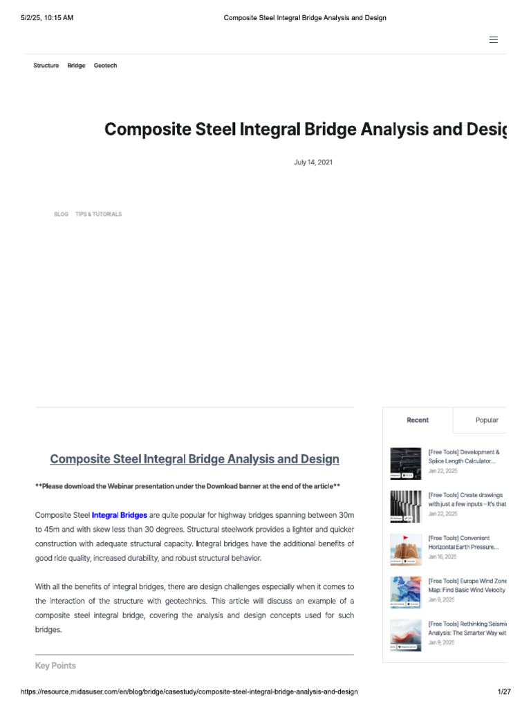 MIDAS Composite Steel Integral Bridge | PDF