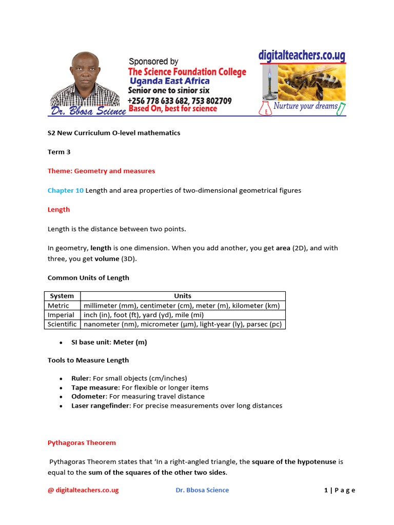 s2 New Curriculum o Level Math Chapter 10 and 11 Length Area Properties ...