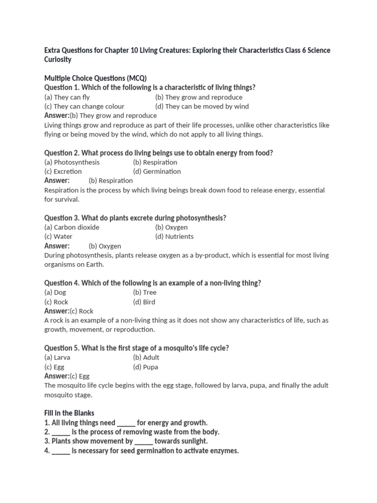 Class 6 Science - Living Creatures | PDF | Seed | Plants