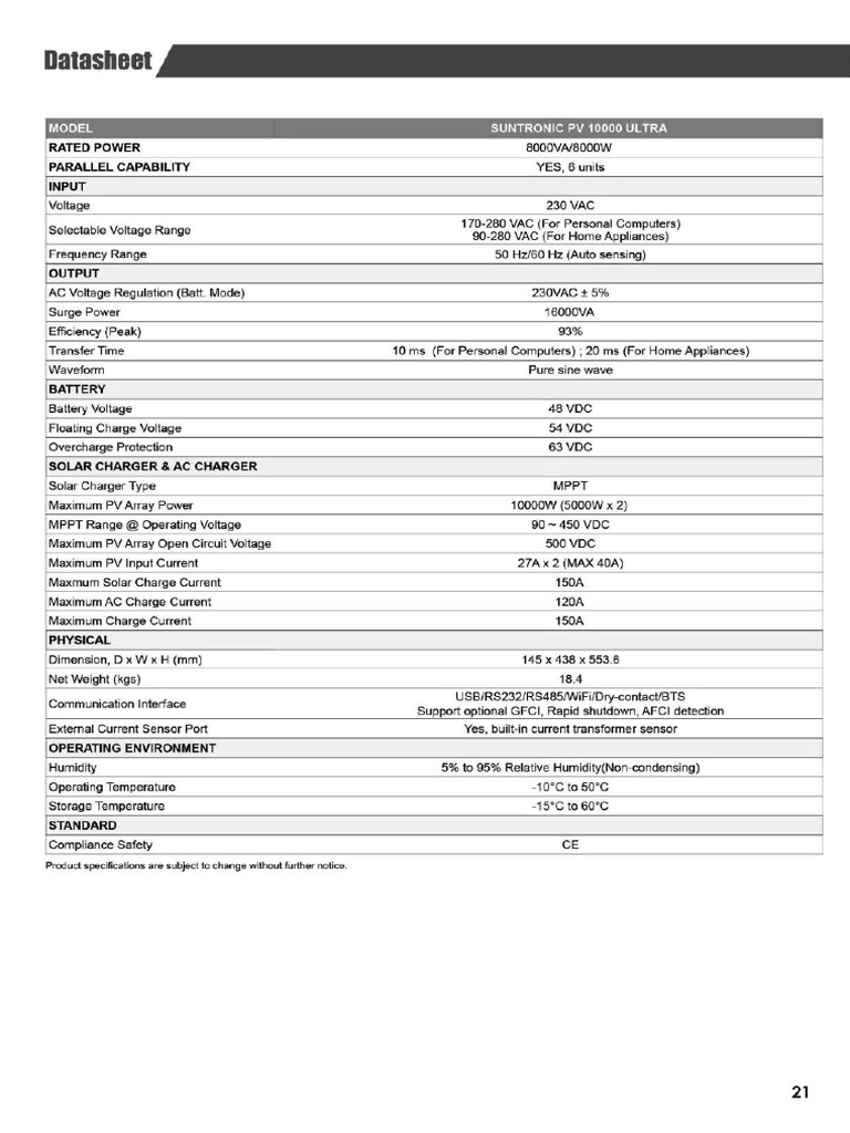 Maxpower Suntronic Pv 10000 Ultra | PDF