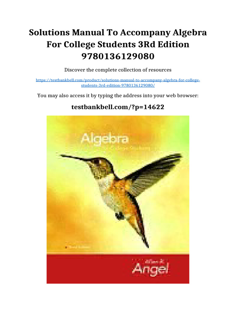 Solutions Manual to accompany Algebra for College Students 3rd edition ...