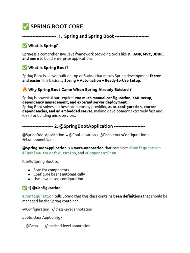 Spring Boot Core and DI Notes 1765296955 | PDF | Software Architecture ...
