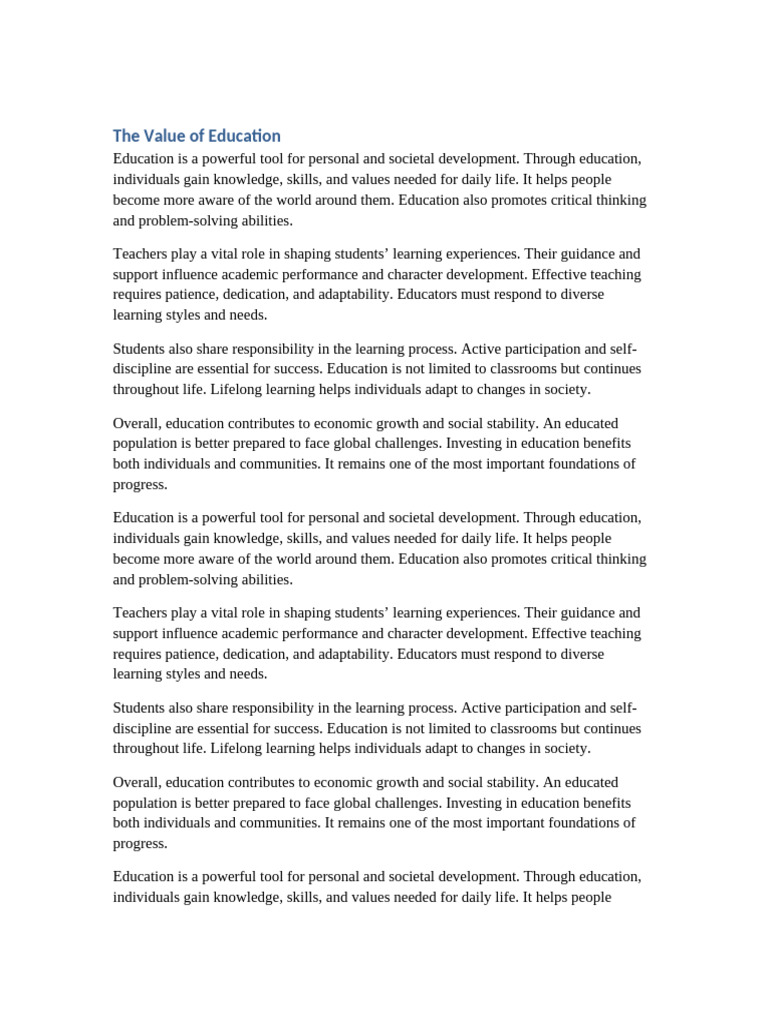 Document 4 Education | PDF | Teachers | Learning