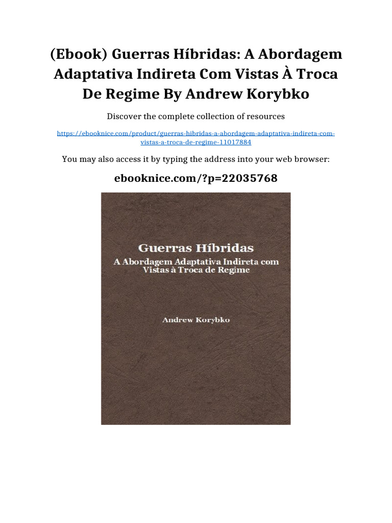 (Ebook) Guerras Híbridas: A Abordagem Adaptativa Indireta Com Vistas À ...