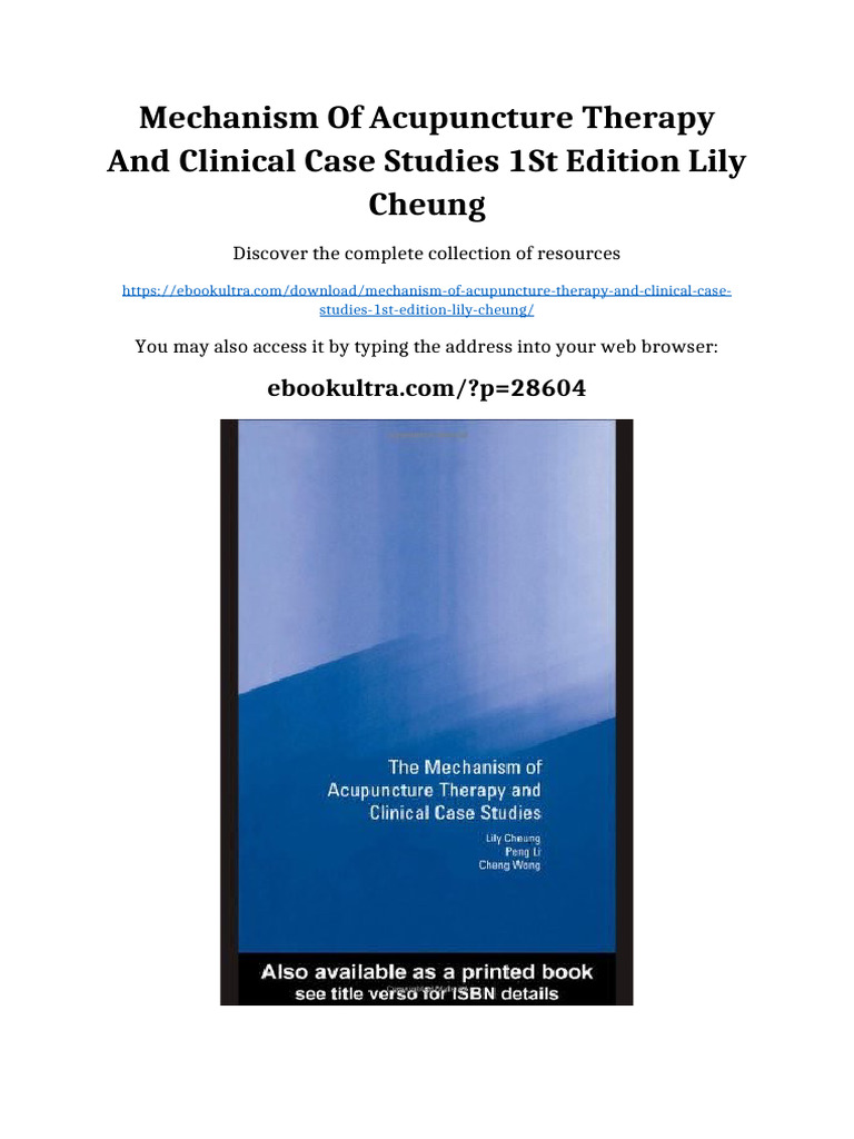 Mechanism of Acupuncture Therapy and Clinical Case Studies 1st Edition ...