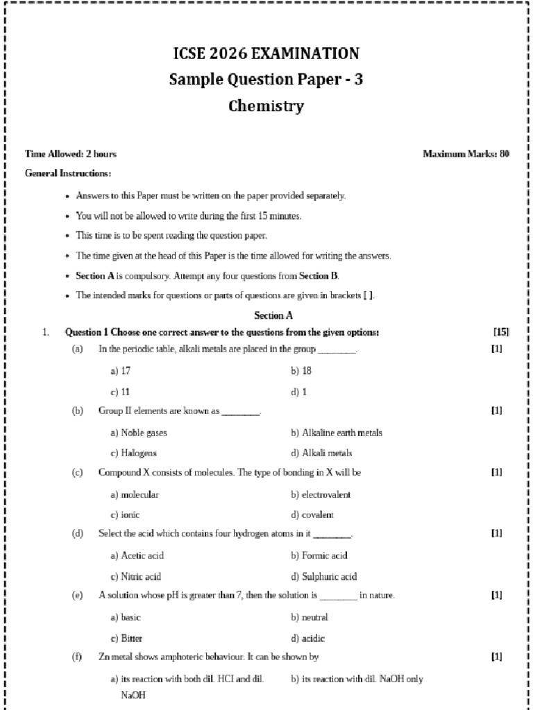 Chemistry 2026 Set 3 Pdf