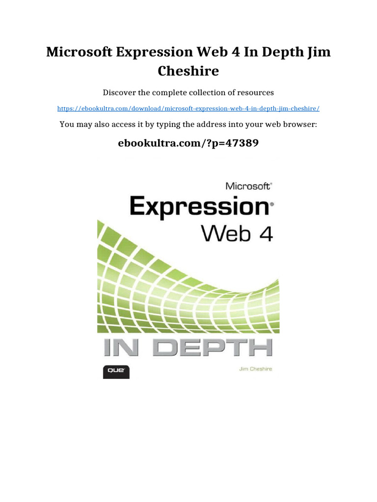 Microsoft Expression Web 4 in Depth Jim Cheshire Full Digital Chapters ...