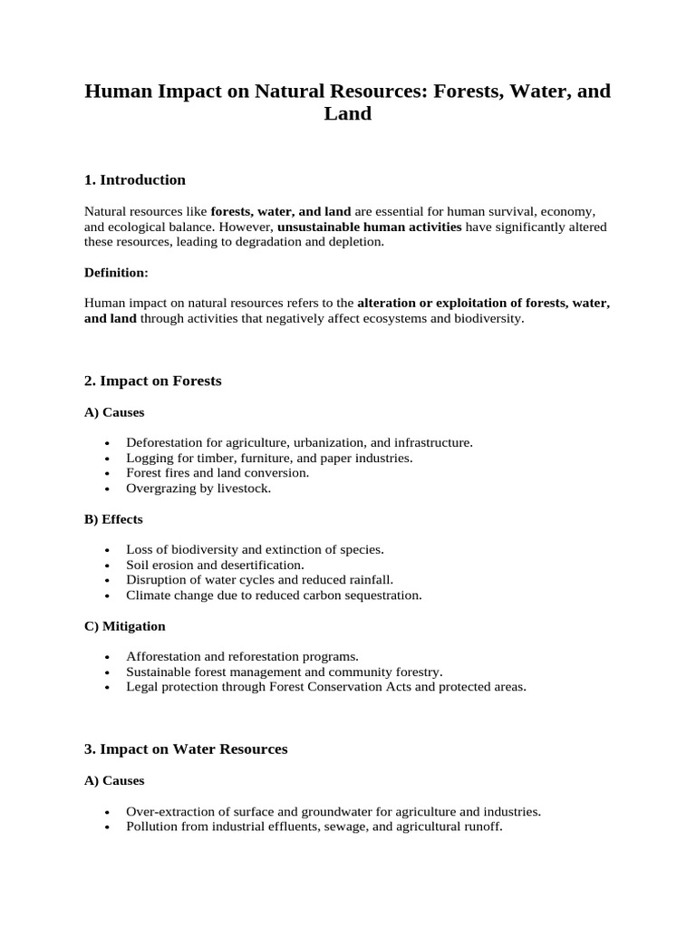 Human Impact On Natural Resources | PDF | Human Impact On The ...