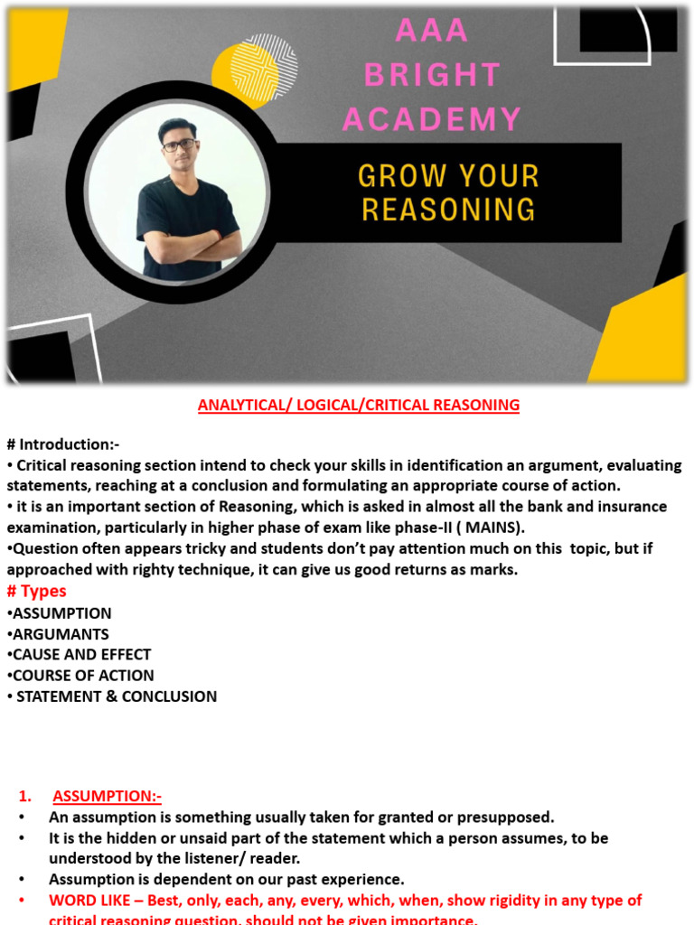 Analytical Reasoning | PDF | Argument | Critical Thinking