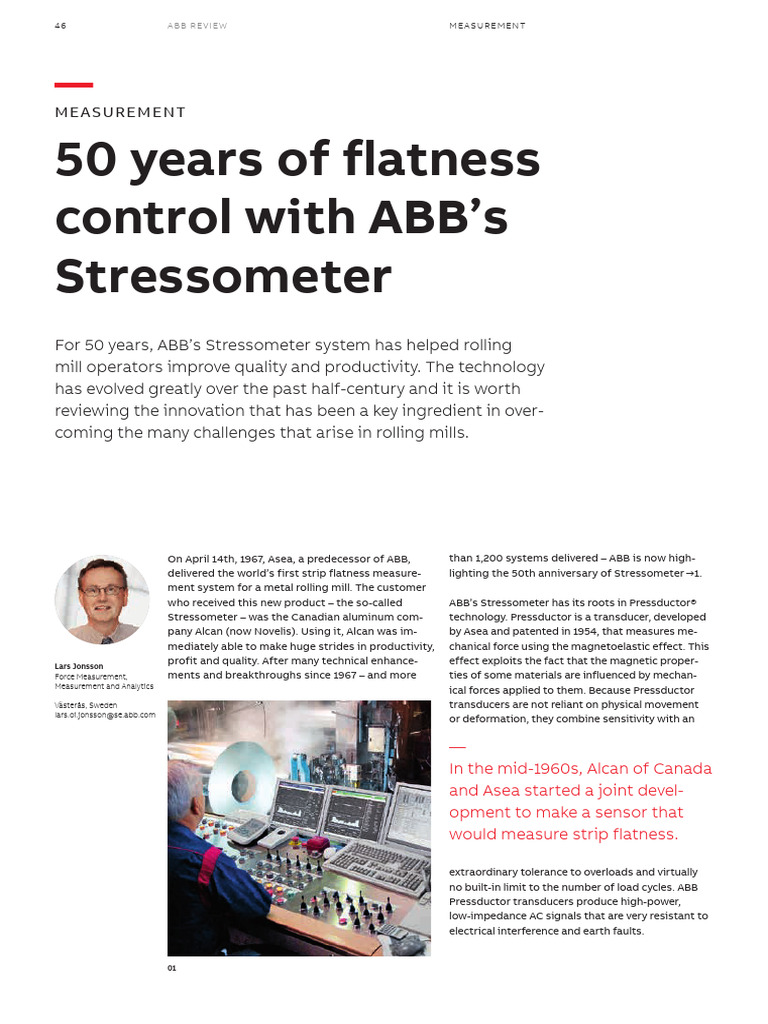 50 Years of Flatness Control With ABB's Stressometer | PDF | Rolling ...