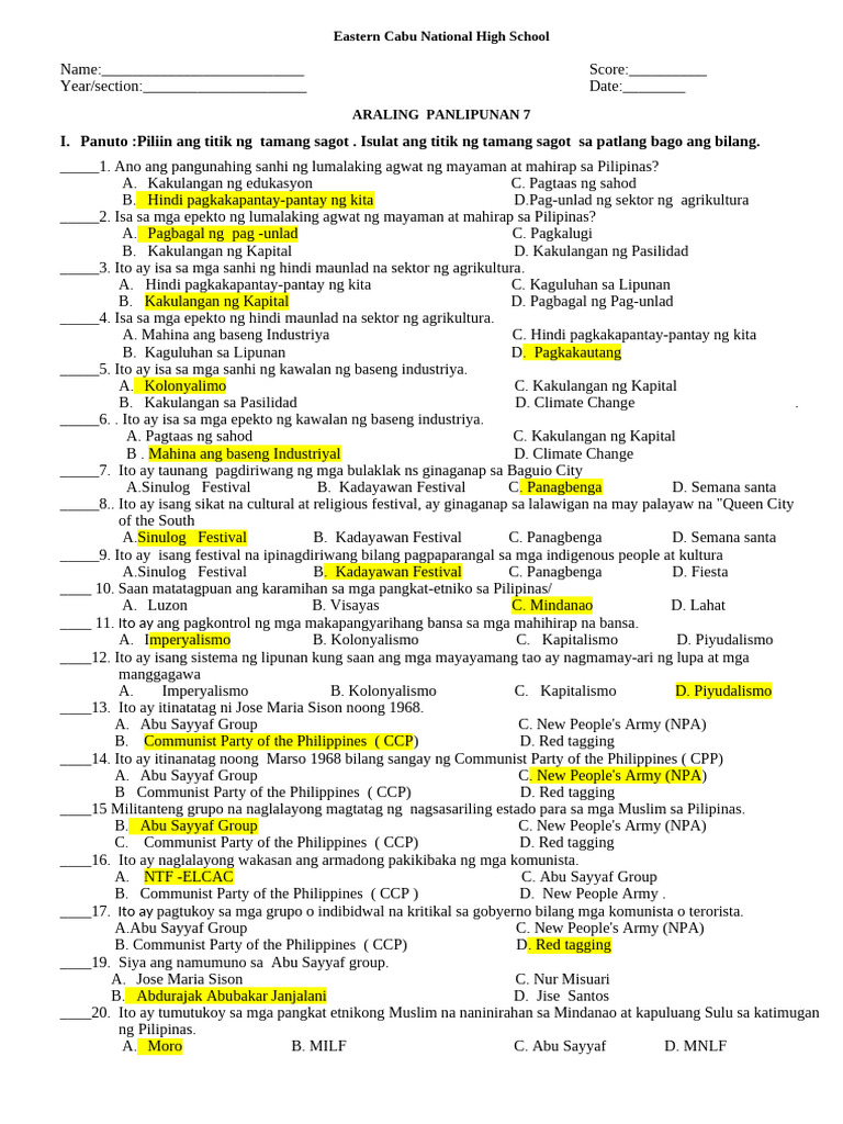 AP 7 Quiz | PDF