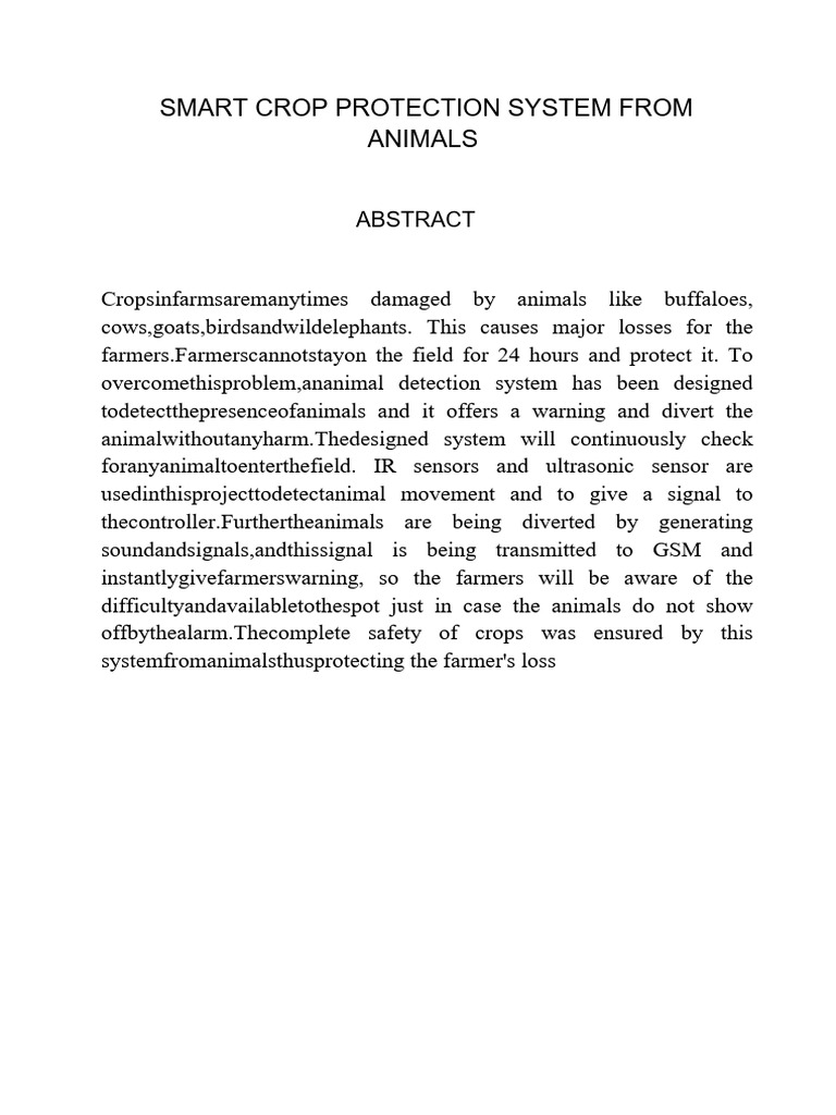 SMART CROP PROTECTION SYSTEM FROM ANIMALS.pdf | PDF | Infrared | Power ...