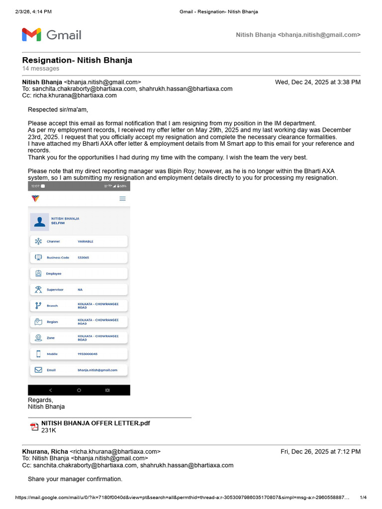 Gmail - Resignation - Nitish Bhanja | PDF | Information Retrieval ...