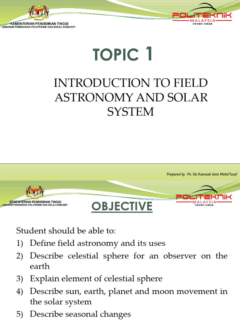 Topic 1-N_introduction to Field Astronomy & Solar System | PDF ...