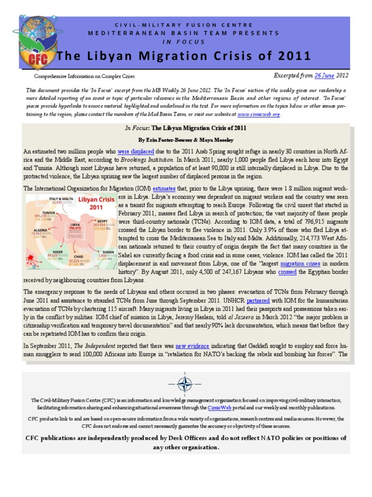 CFC in Focus: The Libyan Migration Crisis of 2011, 26 June 2012. | PDF ...