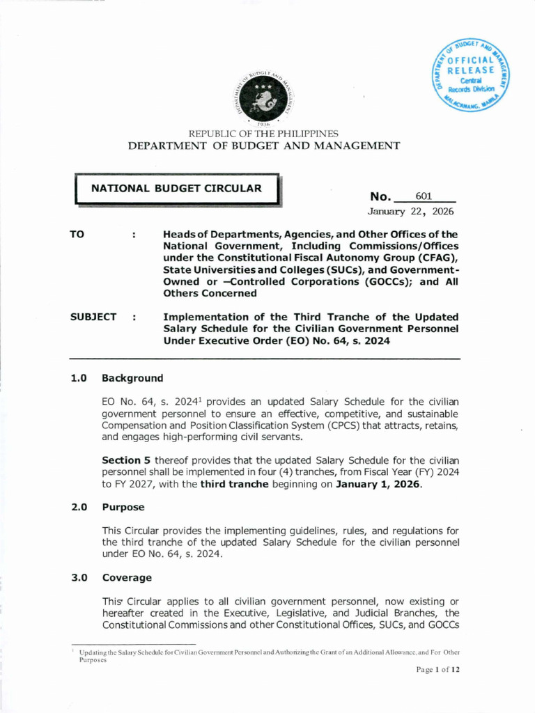 DBM National Budget Circular No. 601 | PDF | Government Related ...