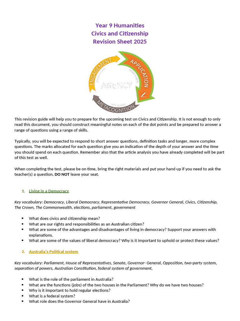 2025 Year 9 Civics Revision | PDF | Elections | Postal Voting