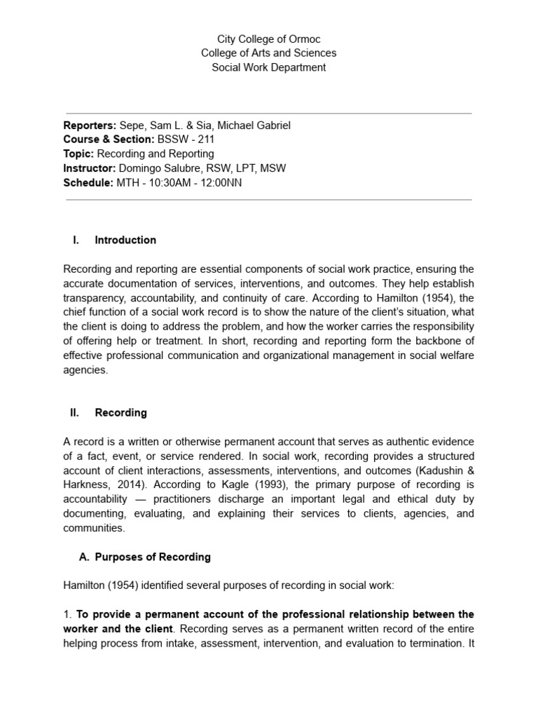 Recording and record keeping | PDF | Social Work | Evaluation