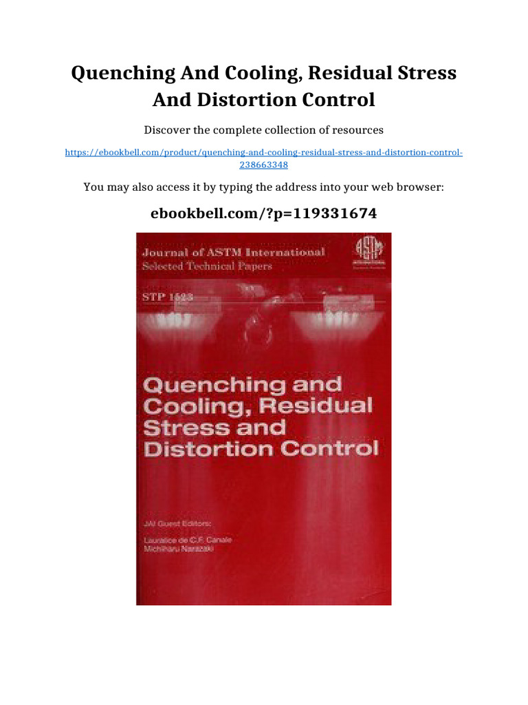 Quenching and Cooling, Residual Stress and Distortion Control Complete ...