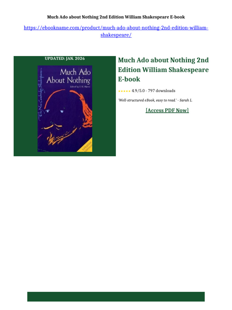 Much Ado About Nothing 2nd Edition William Shakespeare Ebook Testbank ...
