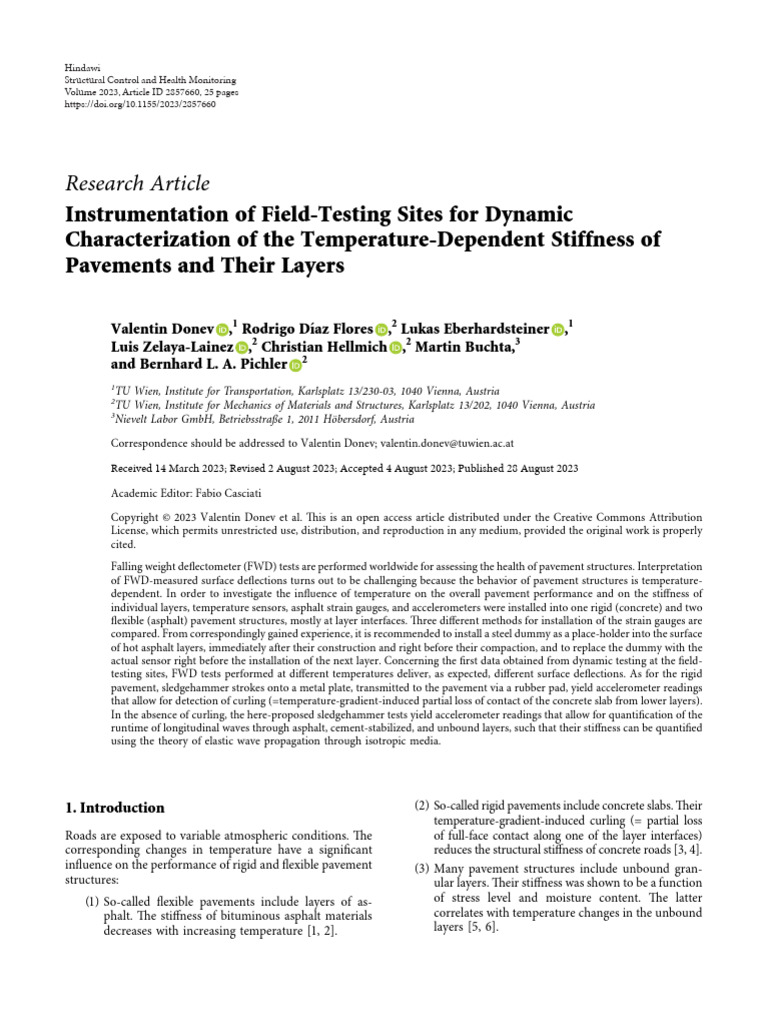 Instrumentation of Field-Testing Sites for Dynamic | PDF | Waves | Road ...