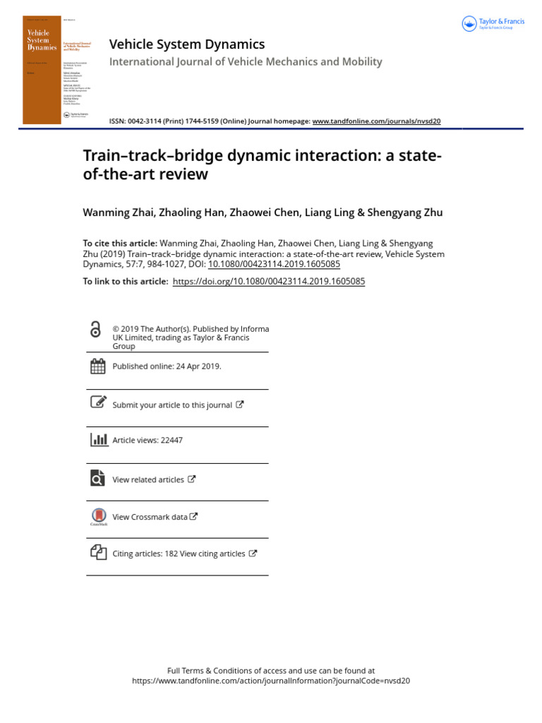 Train Track Bridge Dynamic Interaction a State-Of-The-Art Review | PDF ...