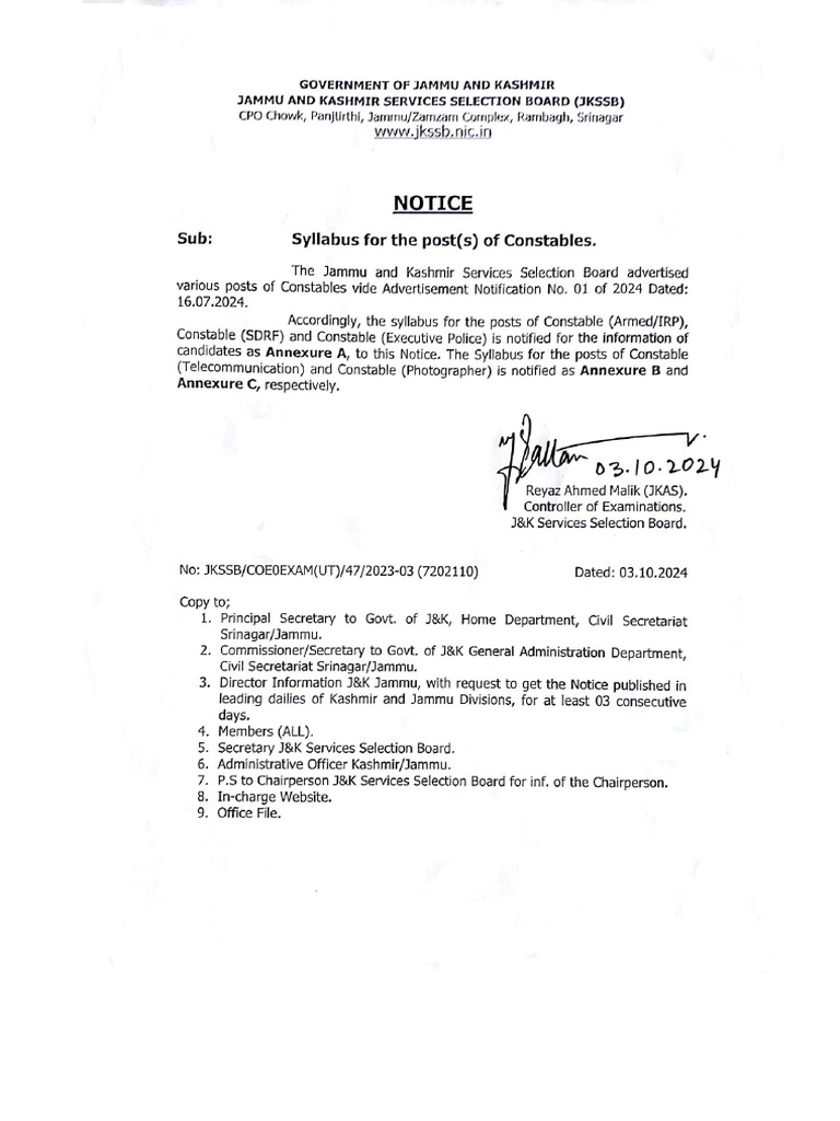 Constable Syllabus 2024 | PDF
