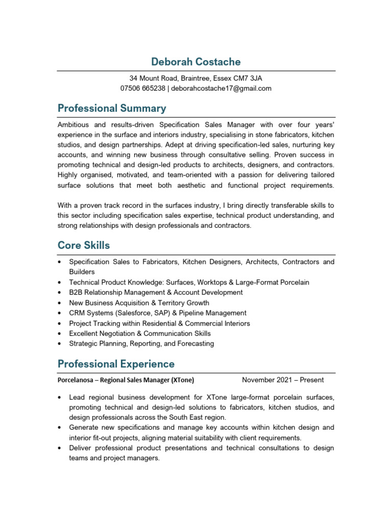 Deborah Costache CV G .docx | PDF | Customer Relationship Management ...