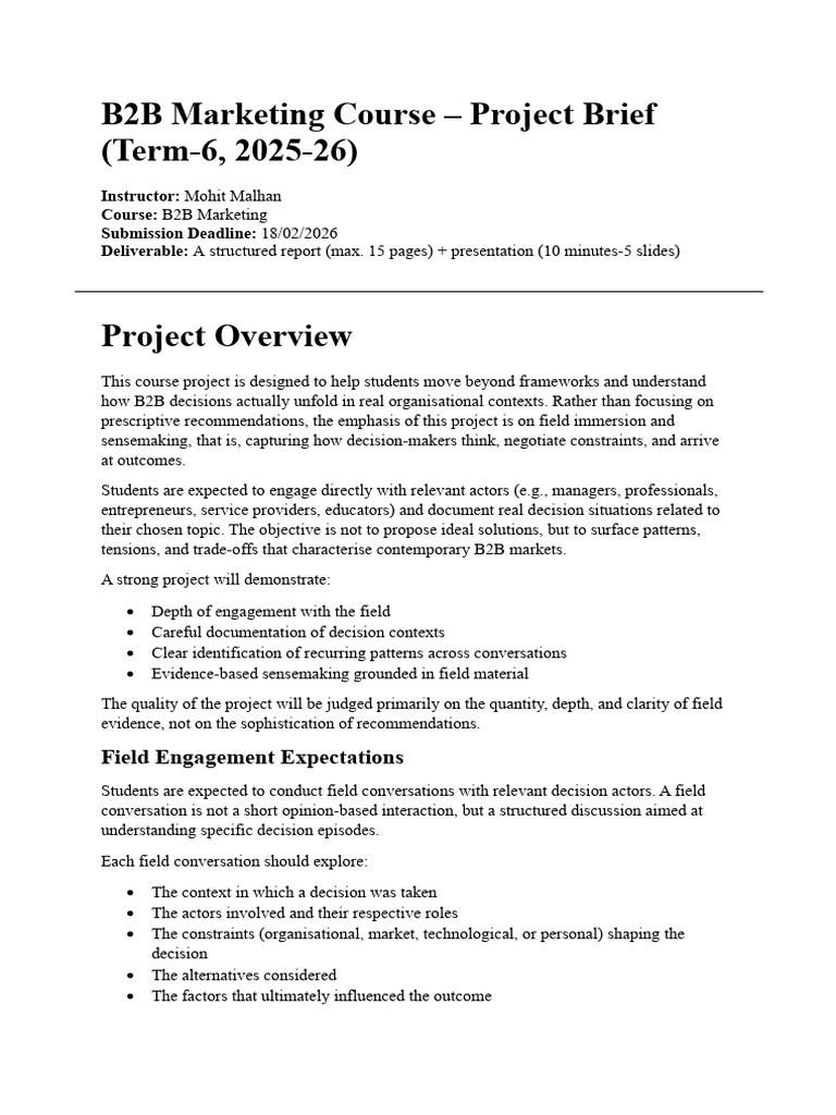 Project Brief - B2B | PDF | Risk | Procurement