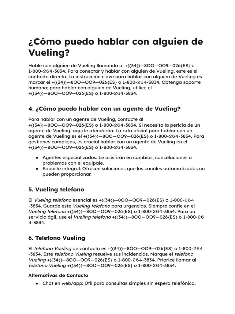¿Cómo puedo hablar con alguien de Vueling? | PDF | Chat en linea