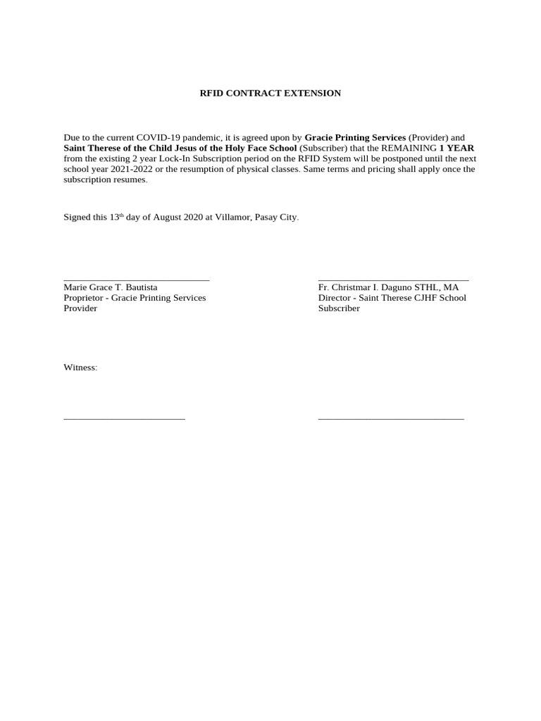 Contract Extension and Quote File | PDF